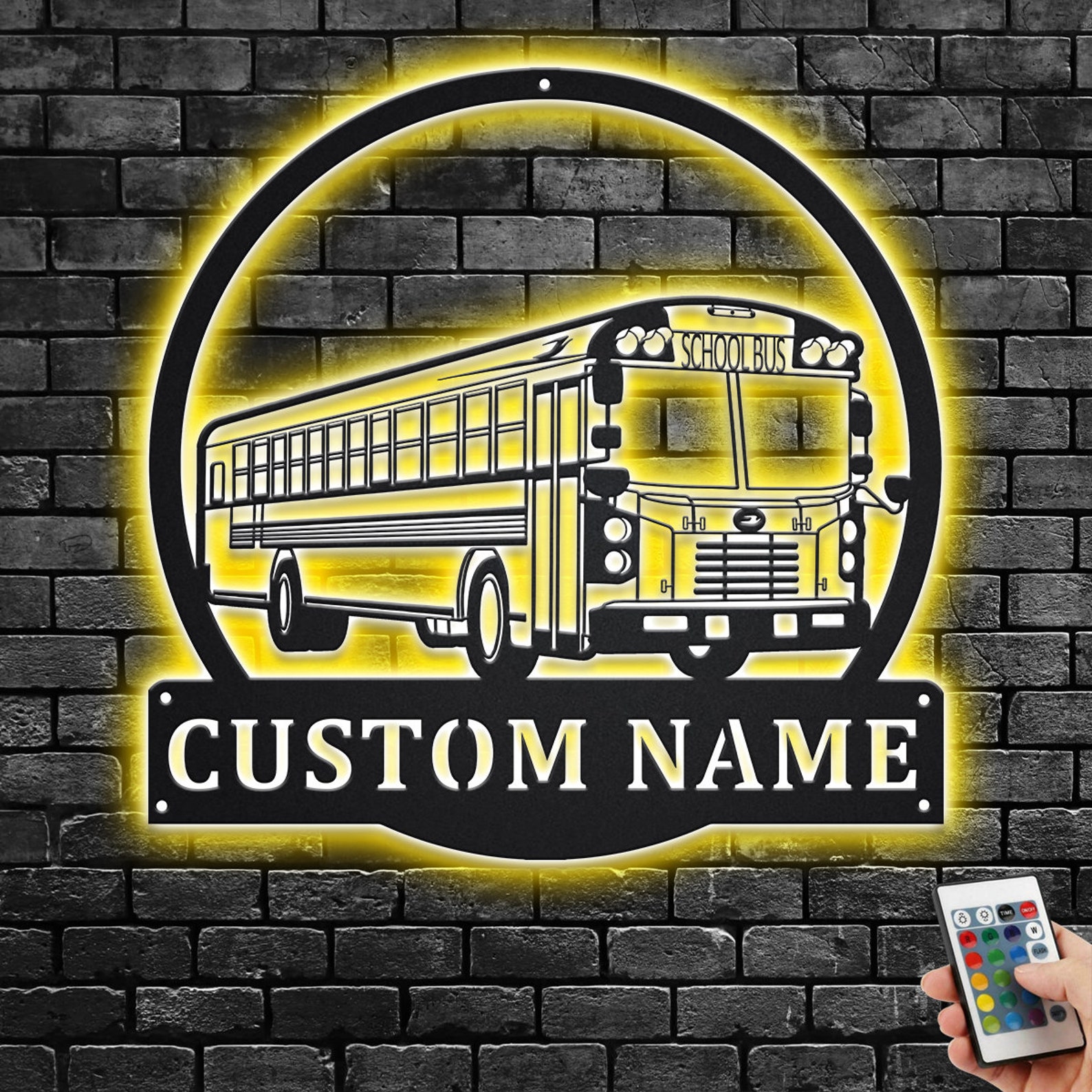Custom School Bus Metal Wall Art With LED Light Personalized - Etsy