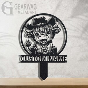 Personalized Highland Cow Metal Garden Sign: Custom Yard Art - Etsy