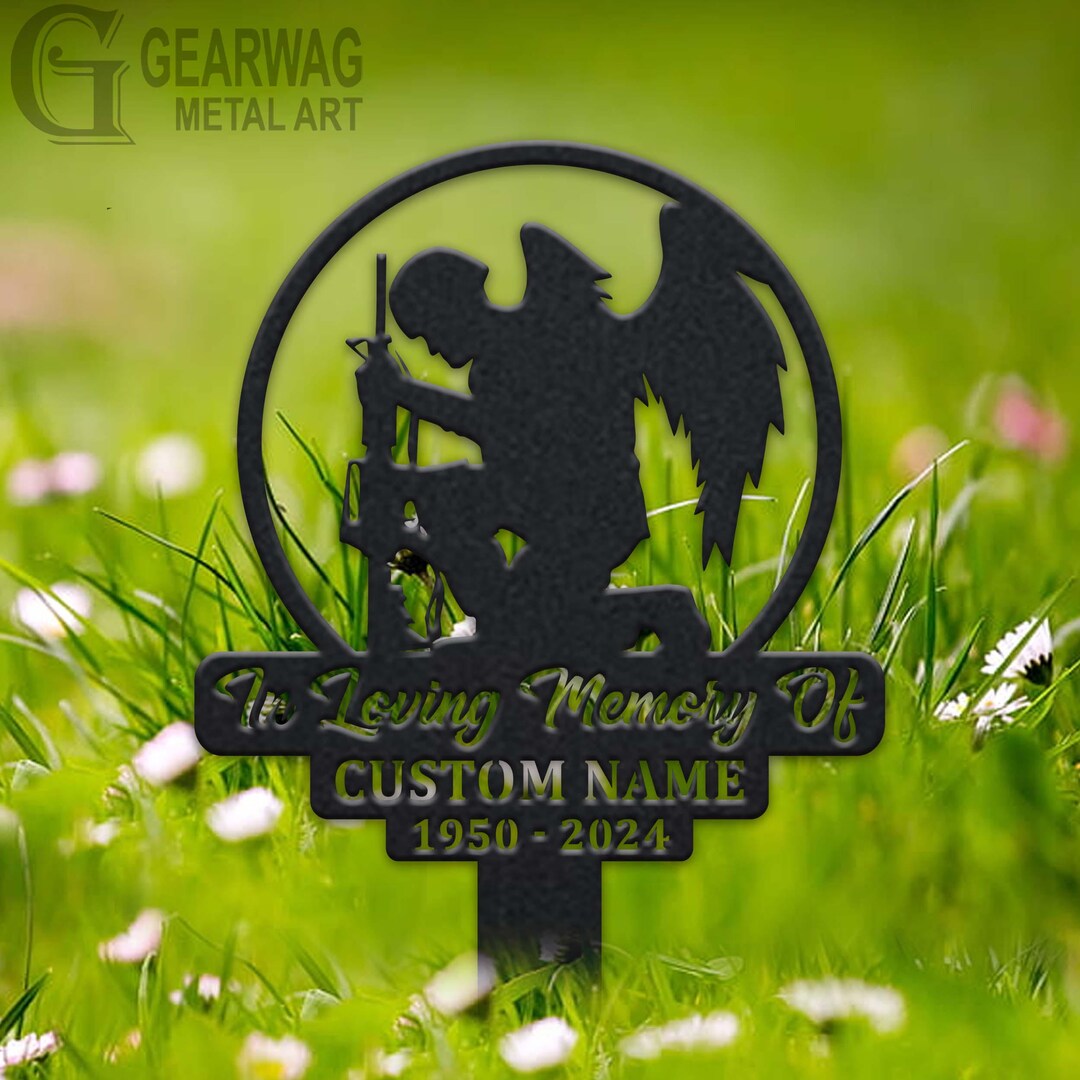 Custom Soldier Memorial Stake, Metal Stake, Outdoor Decor, in Loving ...
