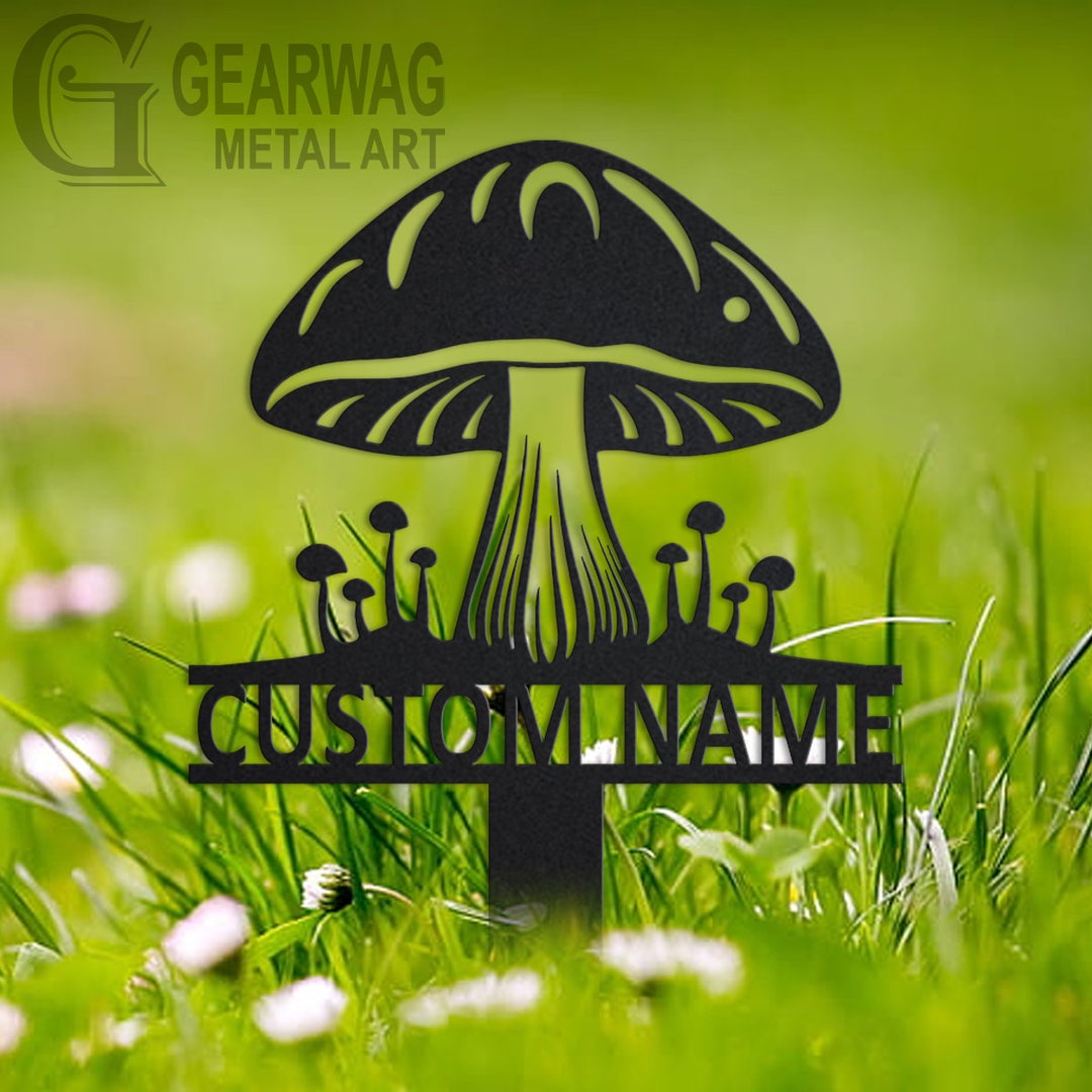 Personalized Mushroom Garden Metal Yard Sign, Custom Mushroom Garden ...