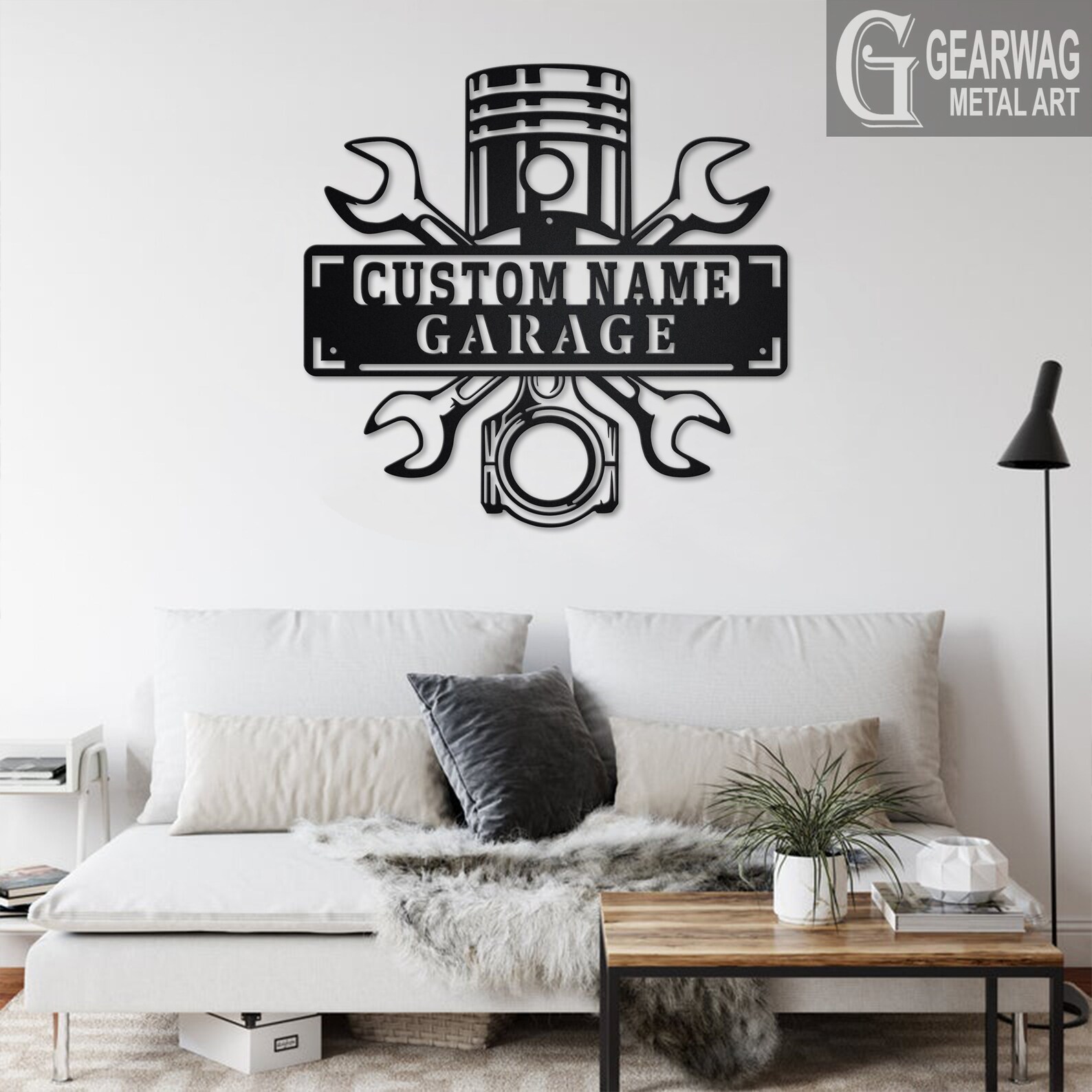 Custom Garage Name Metal Sign With LED Lights: Personalized Mechanic ...