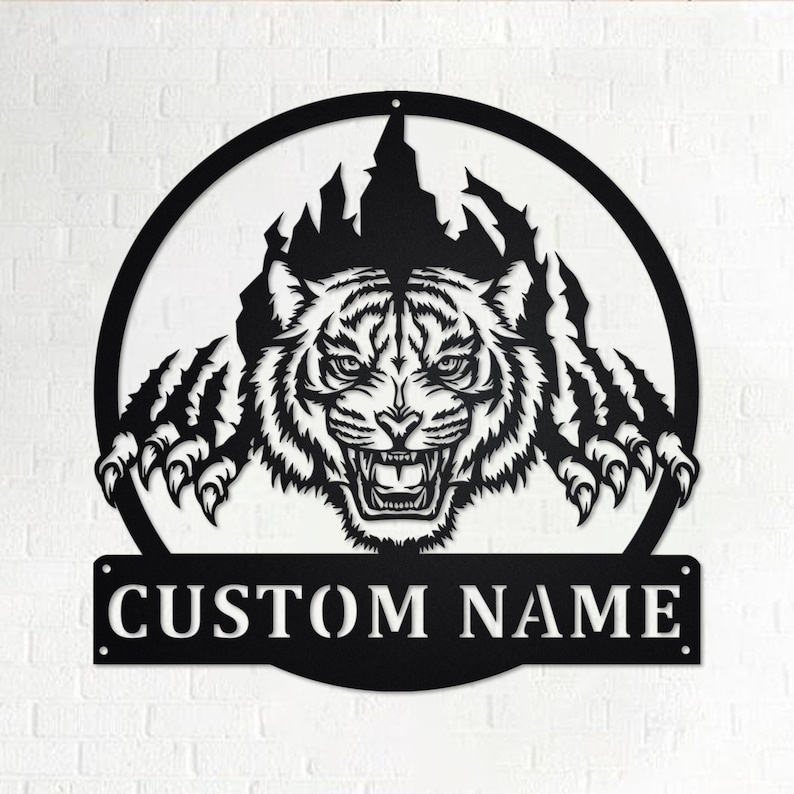 Custom Tiger Metal Wall Art With LED Lights: Personalized Name Sign - Etsy