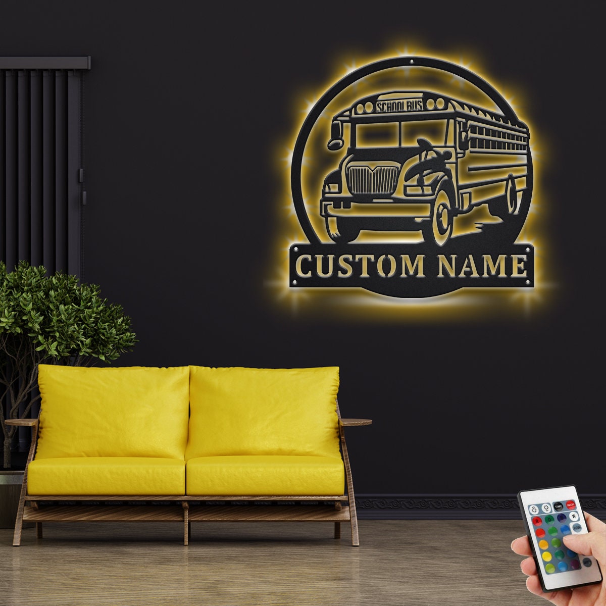 Custom School Bus Metal Wall Art With LED Light Personalized - Etsy