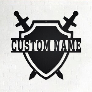 Custom Medieval Shield Metal Wall Art: LED Knight Name Sign - Etsy
