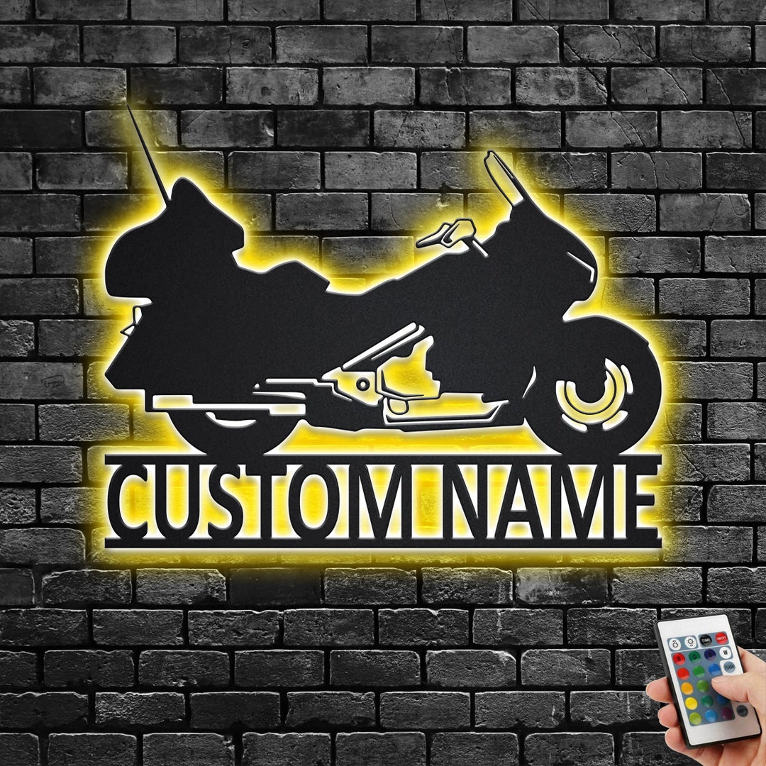 Custom Motorcycle Metal LED Sign: Personalized Biker Wall Art - Etsy