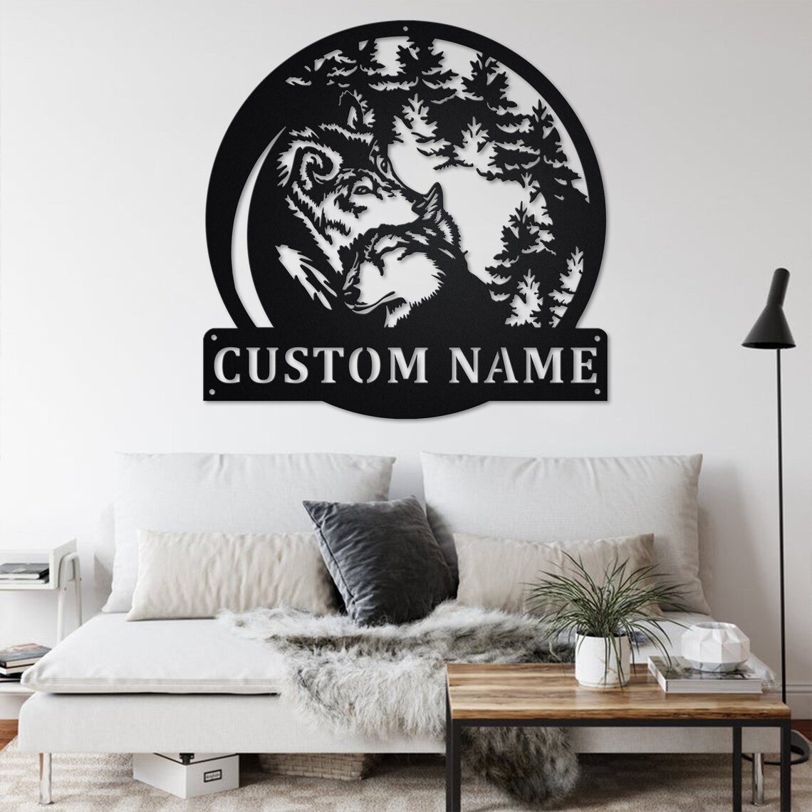 Custom Couple Wolf Metal Wall Art: Personalized Name Sign - Etsy