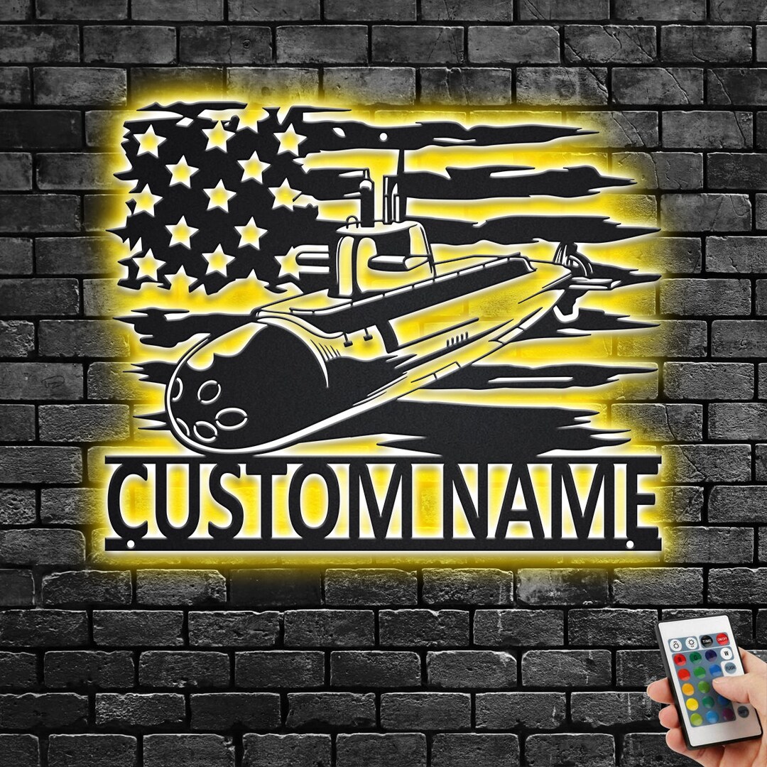 Custom US Submarine Metal Wall Art With LED: Personalized Name Sign - Etsy