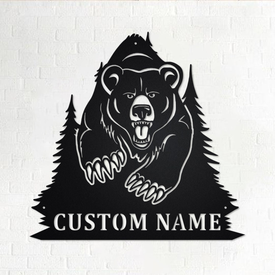 Custom Bear Metal Wall Art: Personalized Name Sign, Home Decor - Etsy