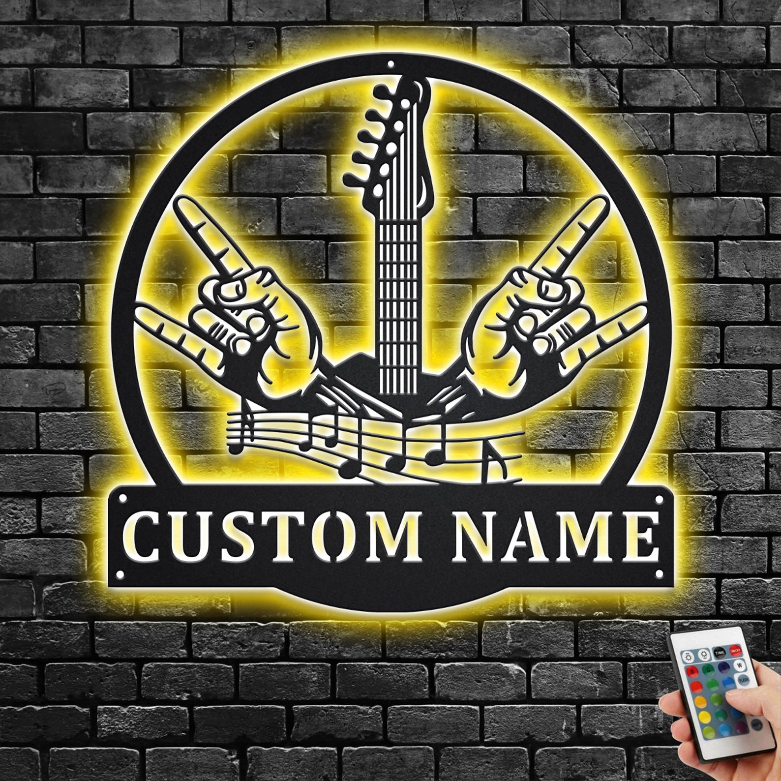 Custom Rock and Roll Metal Sign With LED Light: Personalized Home Decor ...