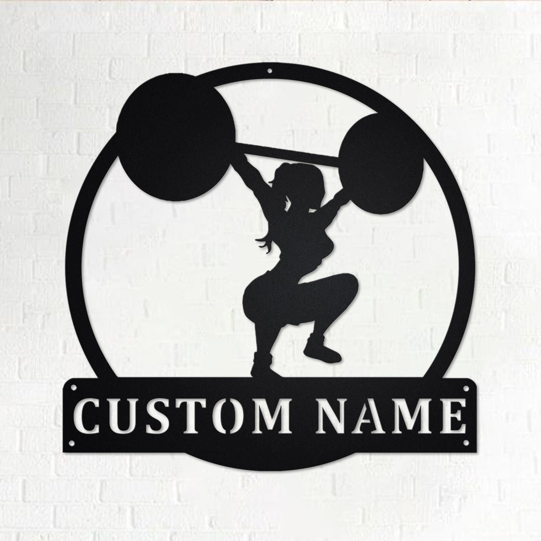 Custom Powerlifting Girl Metal Wall Art, Personalized Powerlifting Name ...