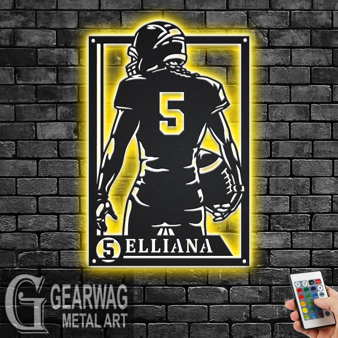 Custom Female Football Signage Metal Sign With LED Light, Personalized ...