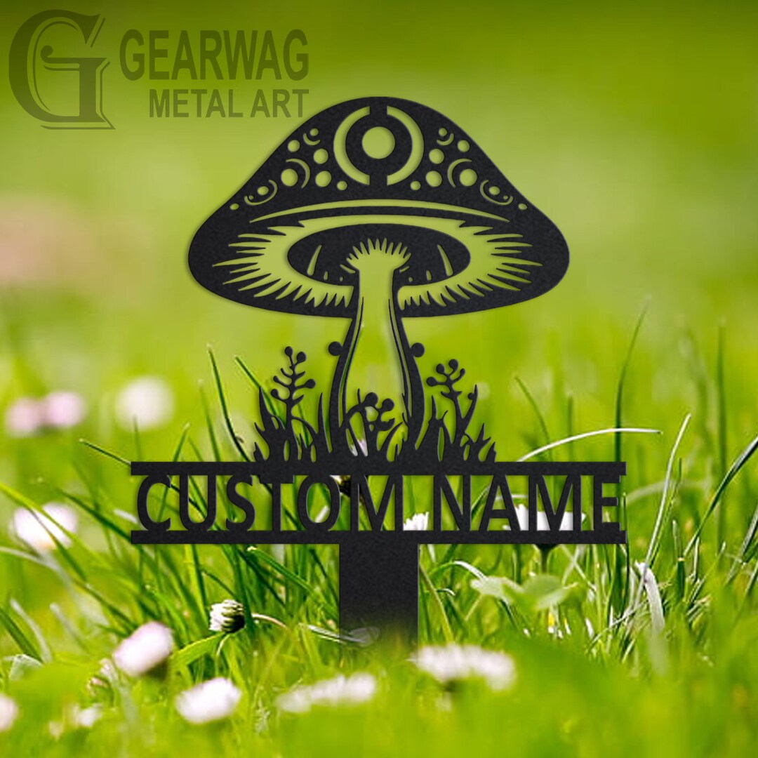 Personalized Mushroom Garden Metal Yard Sign, Custom Mushroom Garden ...