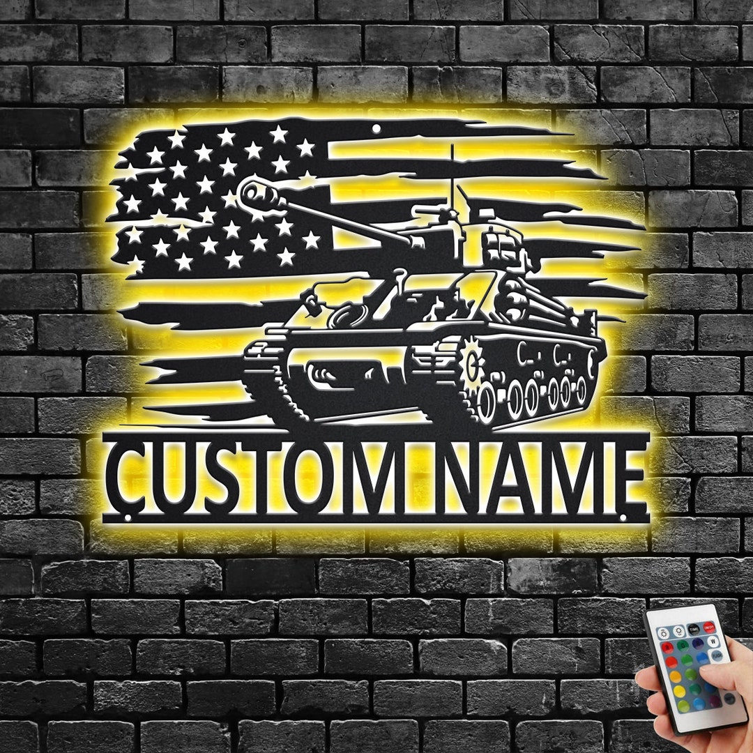 Custom US Military Tank Metal Wall Art With LED Lights - Etsy
