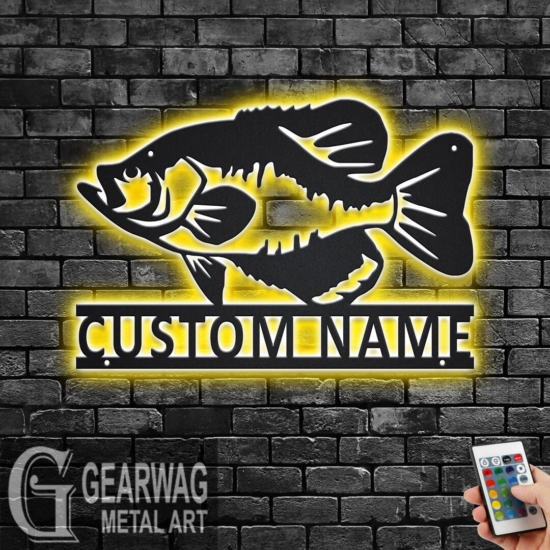 Custom Crappie Fish Metal Wall Art With LED Light, Personalized Crappie ...
