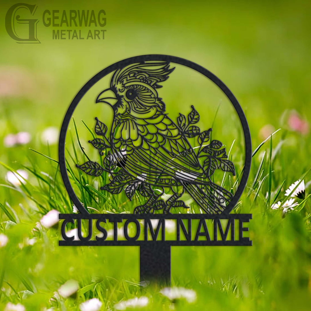 Personalized Black Metal Bird Garden Sign: Custom Yard Art - Etsy
