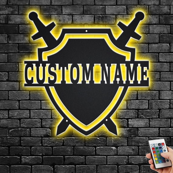 Custom Medieval Shield Metal Wall Art With LED Light - Etsy