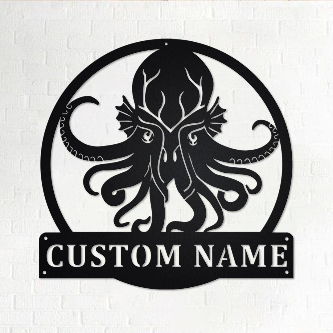Custom Cthulhu Metal Wall Art, Personalized Cthulhu Name Sign ...