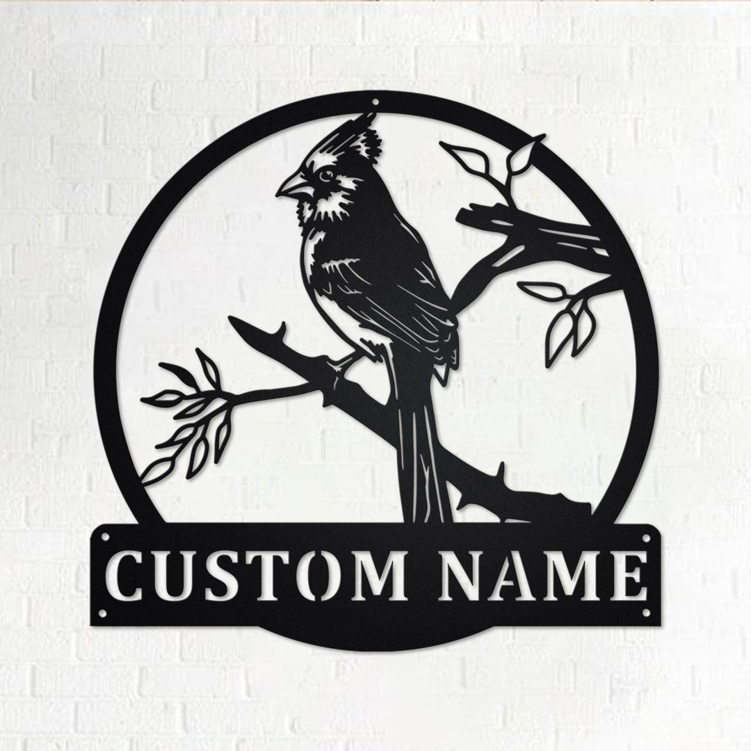 Custom Cardinal Bird Metal Wall Art, Personalized Cardinal Bird Name ...