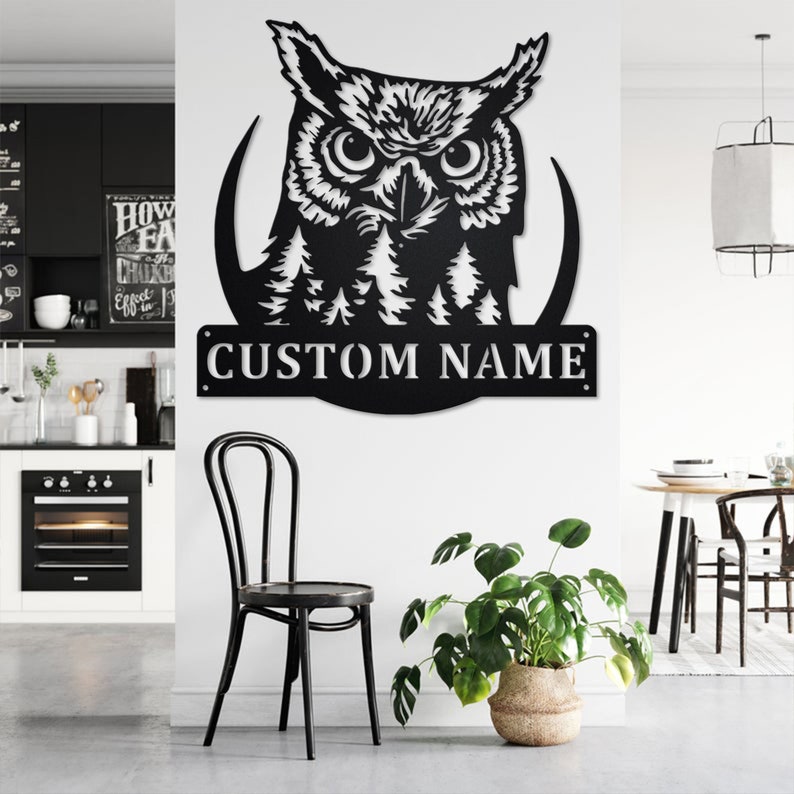 Custom Owl Metal Wall Art Personalized Owl Name Sign - Etsy