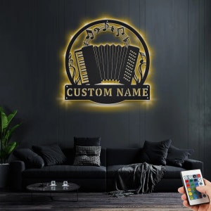 Custom Accordion Metal Wall Art With LED Lights: Personalized Music ...