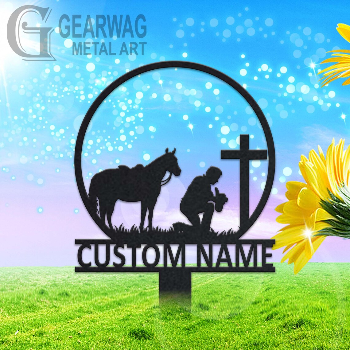 Personalized Cowboy Metal Garden Sign: Custom Memorial Yard Art - Etsy