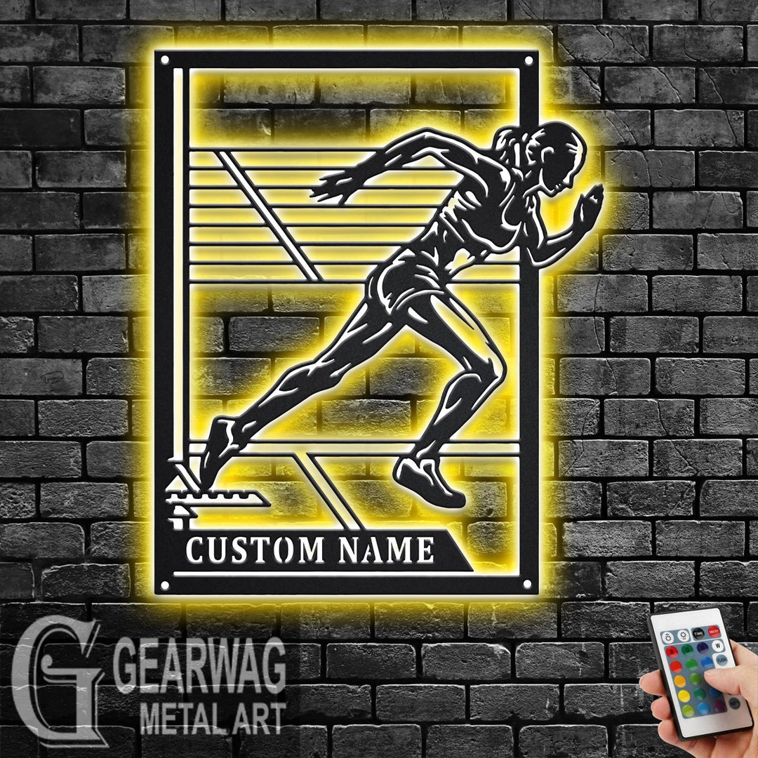 Custom Female Track and Field Signage Metal Sign With LED Light ...