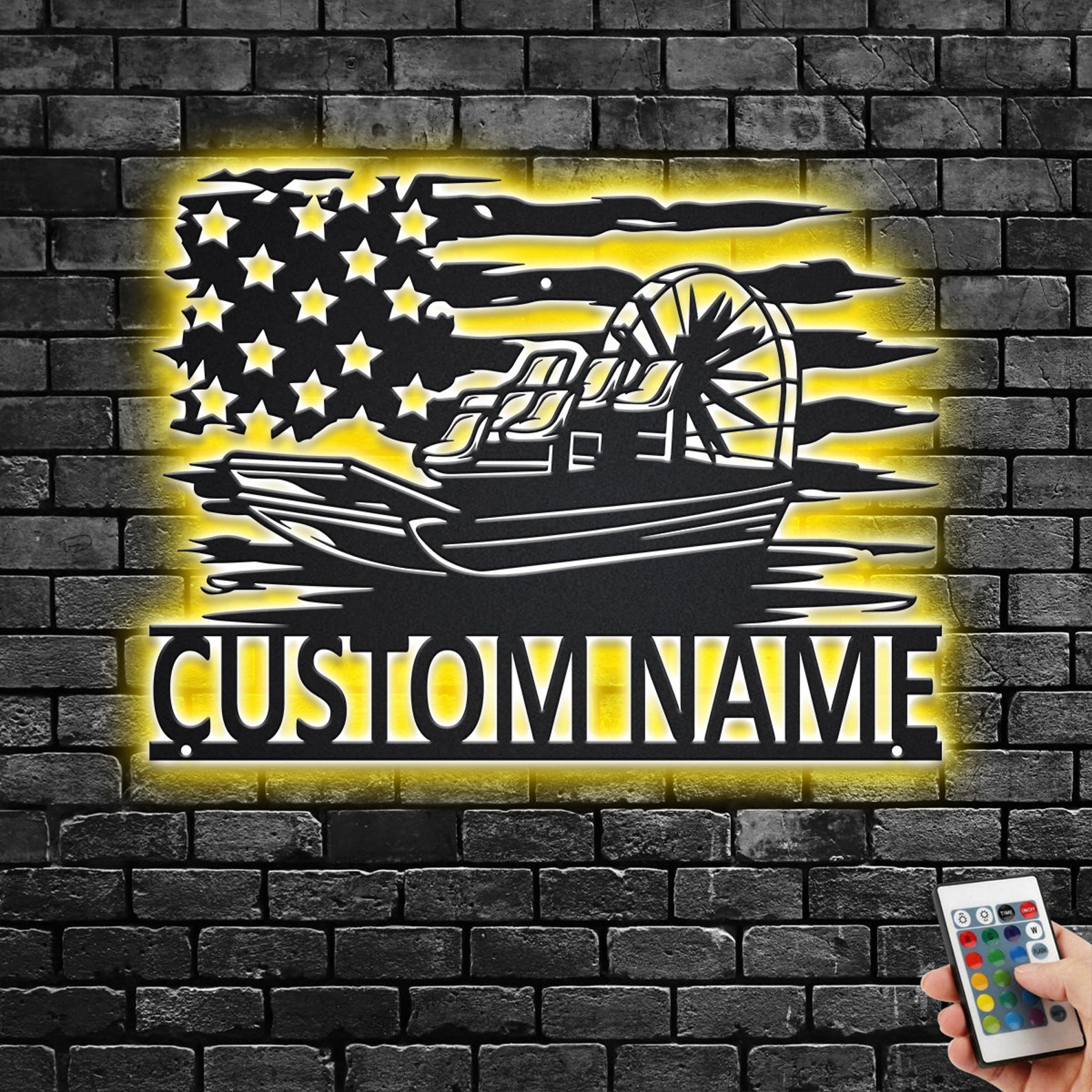 Custom US Airboat Metal Wall Art With LED Light Personalized - Etsy