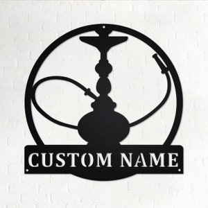 Custom Shisha Hookah Metal Wall Art LED Light, Personalized Smoke Shop ...