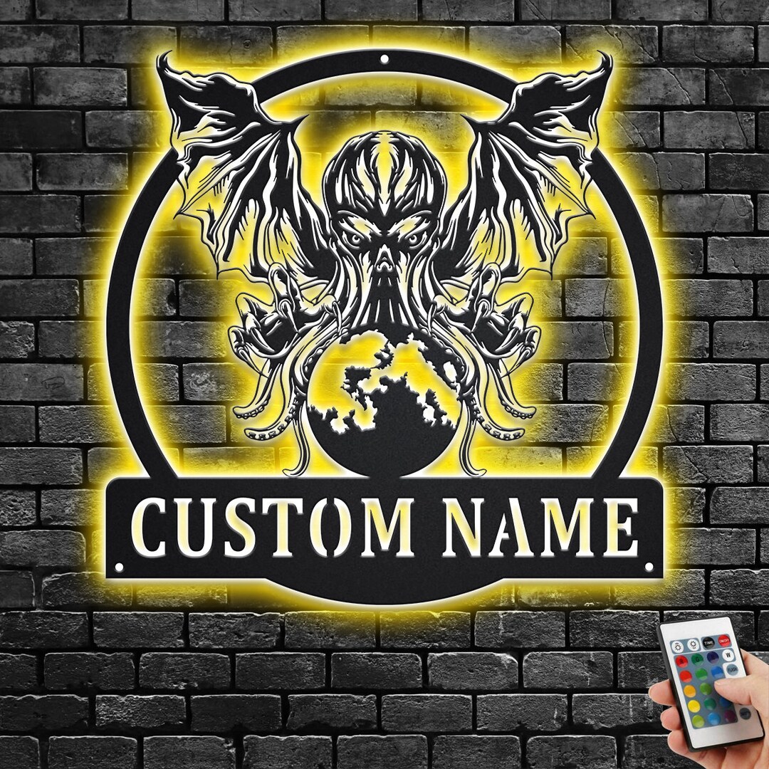 Custom Cthulhu Metal Wall Art With LED Light - Etsy