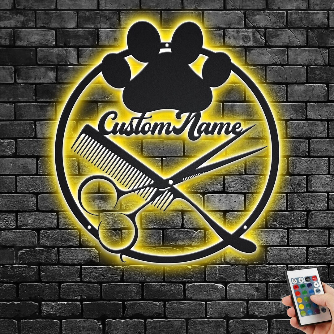 Custom Dog Grooming Salon Metal Sign With LED Light - Etsy