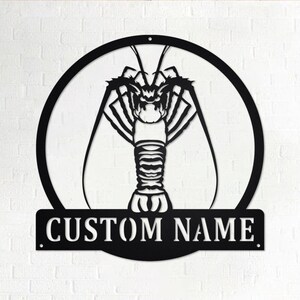 Custom Lobster Metal Wall Art With LED Light, Personalized Lobster Name ...