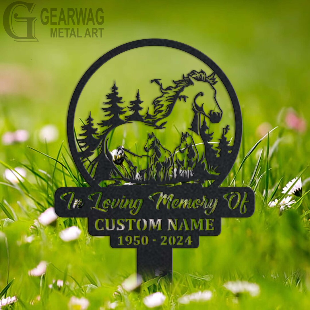 Custom Horses Memorial Stake, Metal Stake, Outdoor Decor, in Loving ...