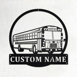 Custom School Bus Metal Wall Art With LED Light, Personalized Bus ...