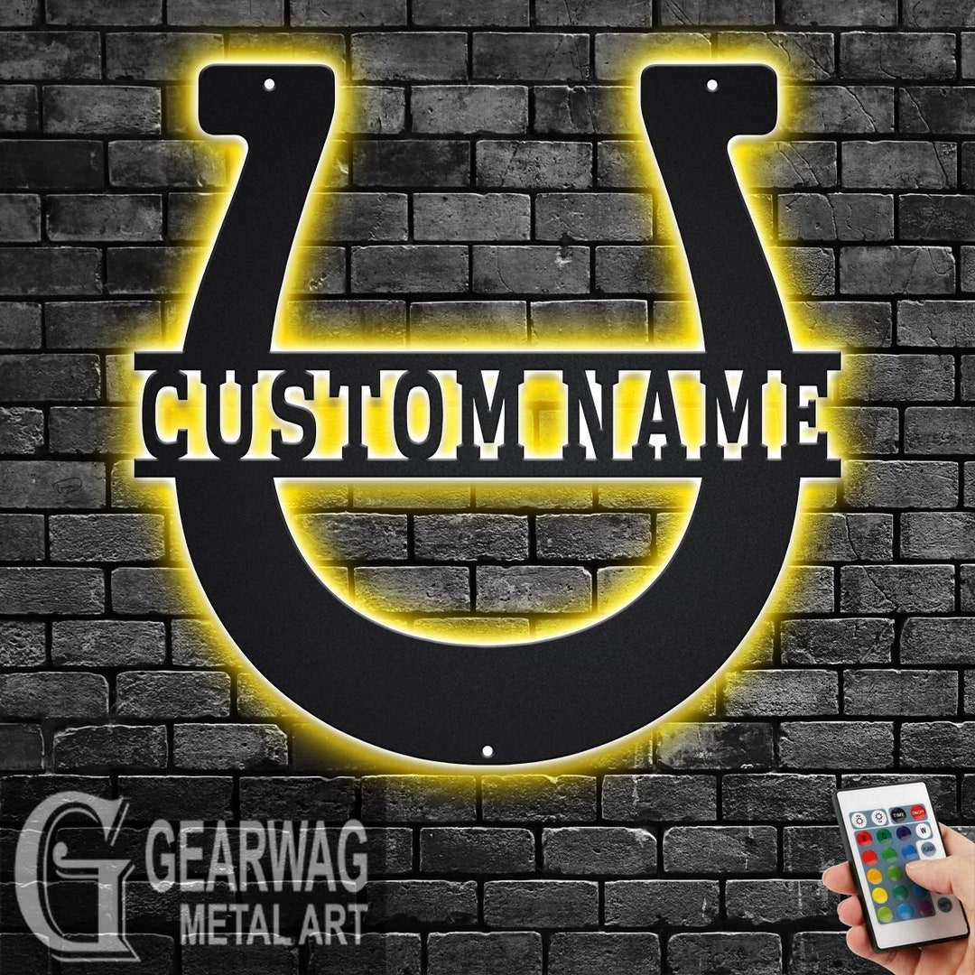 Custom Horseshoe Metal Wall Art With LED: Personalized Horse Name Sign ...