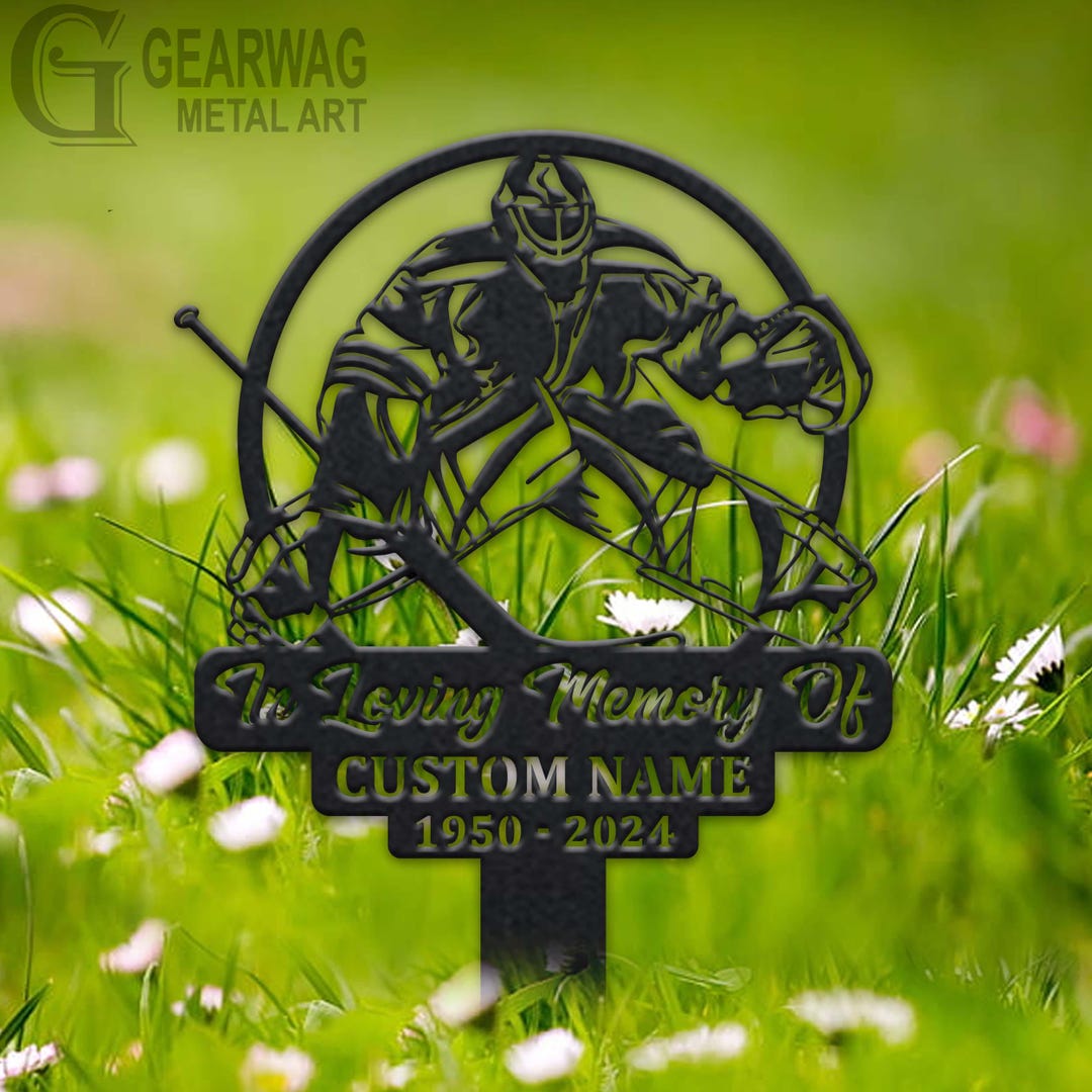 Custom Hockey Goalie Memorial Stake, Metal Stake, Outdoor Decor, in ...