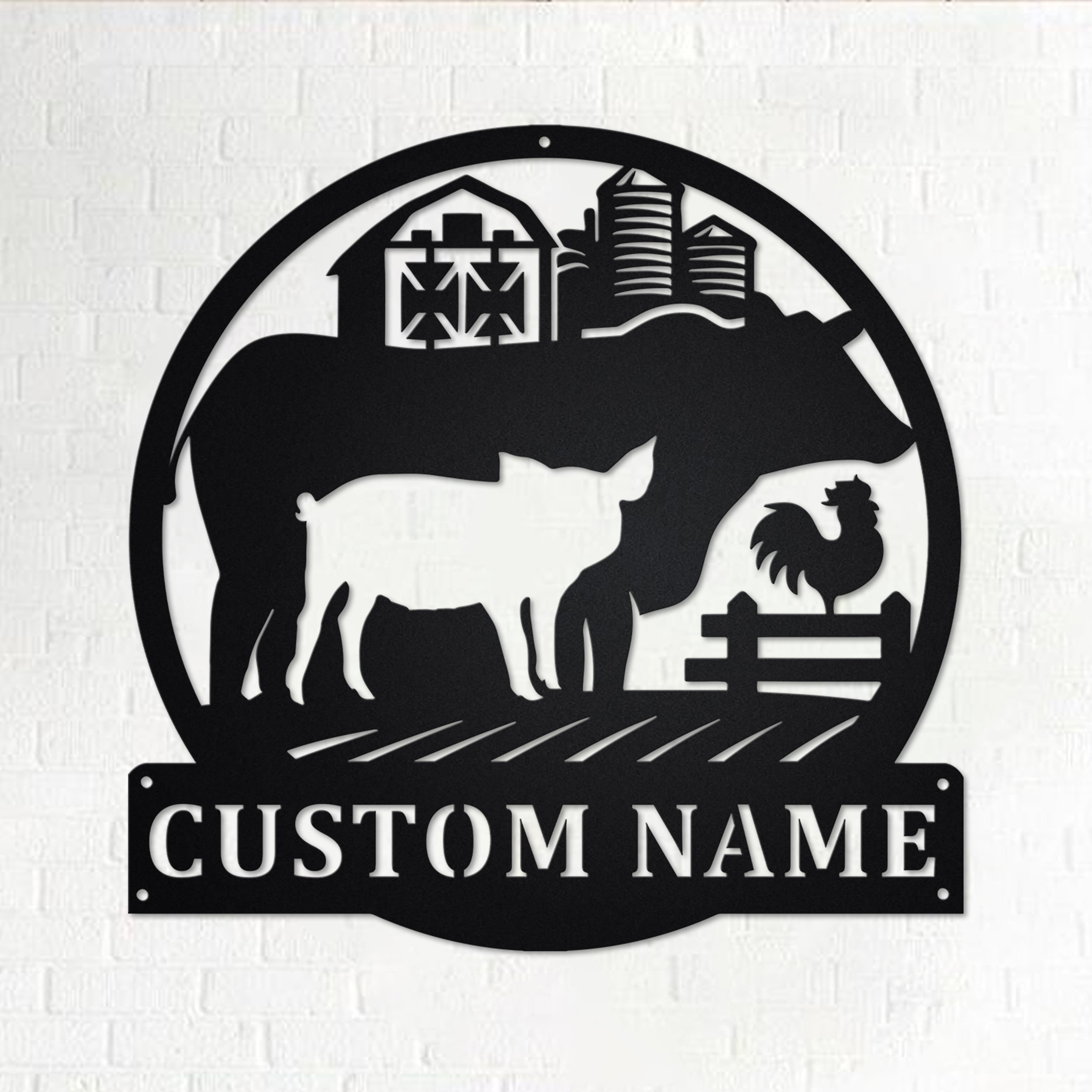 Custom Farm Animal Metal LED Sign: Personalized Farmer Name Decor - Etsy