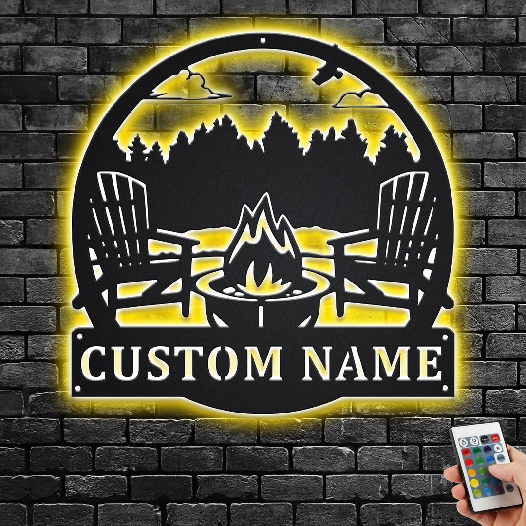 Custom Campfire Metal Wall Art With LED Light, Personalized Campfire ...