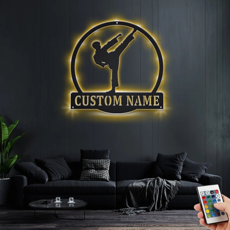 Custom Karate Metal Wall Art With LED: Personalized Name Sign - Etsy