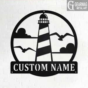 Custom Lighthouse Metal Wall Art With LED Light, Personalized ...