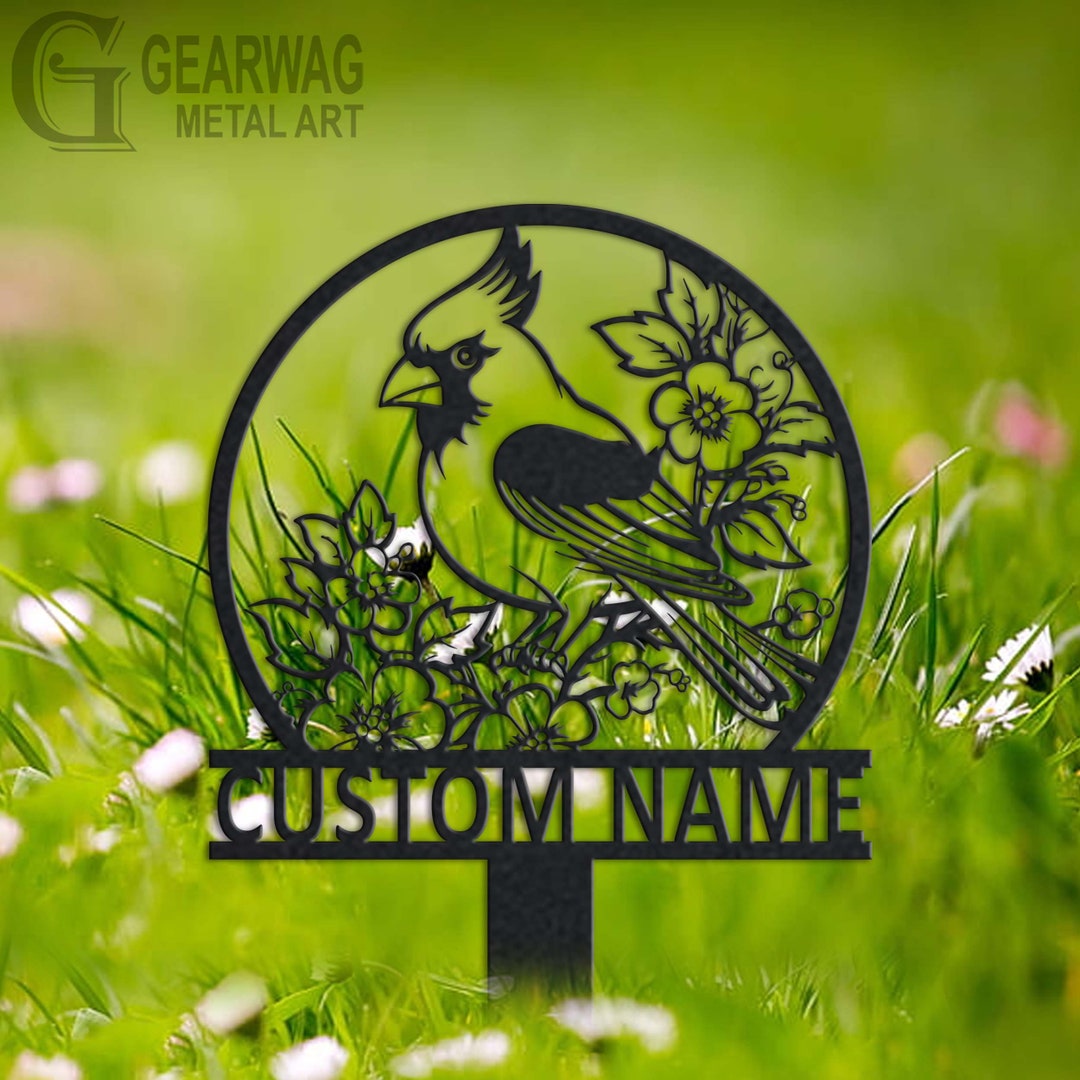 Personalized Metal Cardinal Garden Sign: Custom Bird Yard Art - Etsy