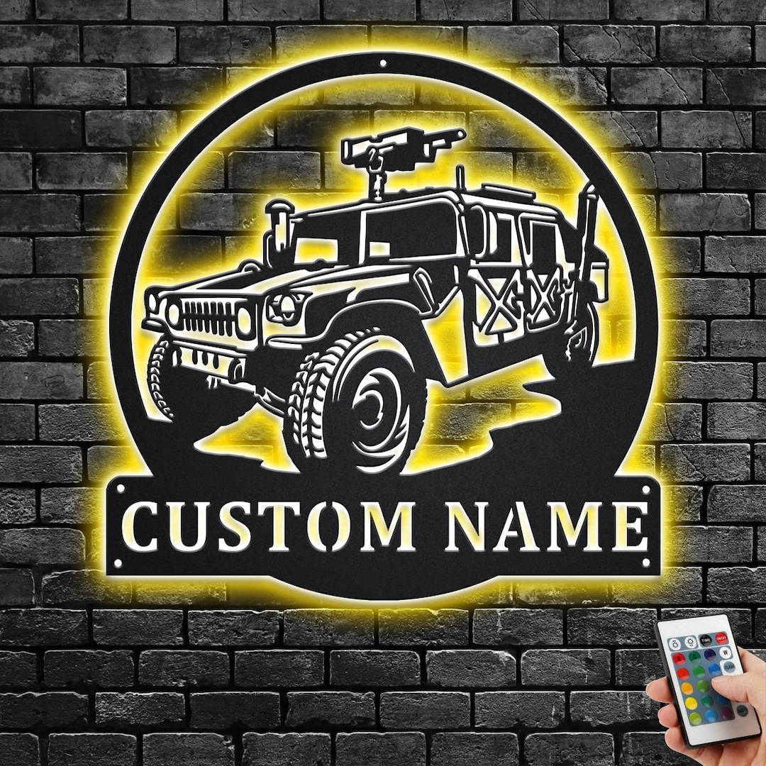 Custom Humvee Metal Wall Art: LED Personalized Name Sign - Etsy