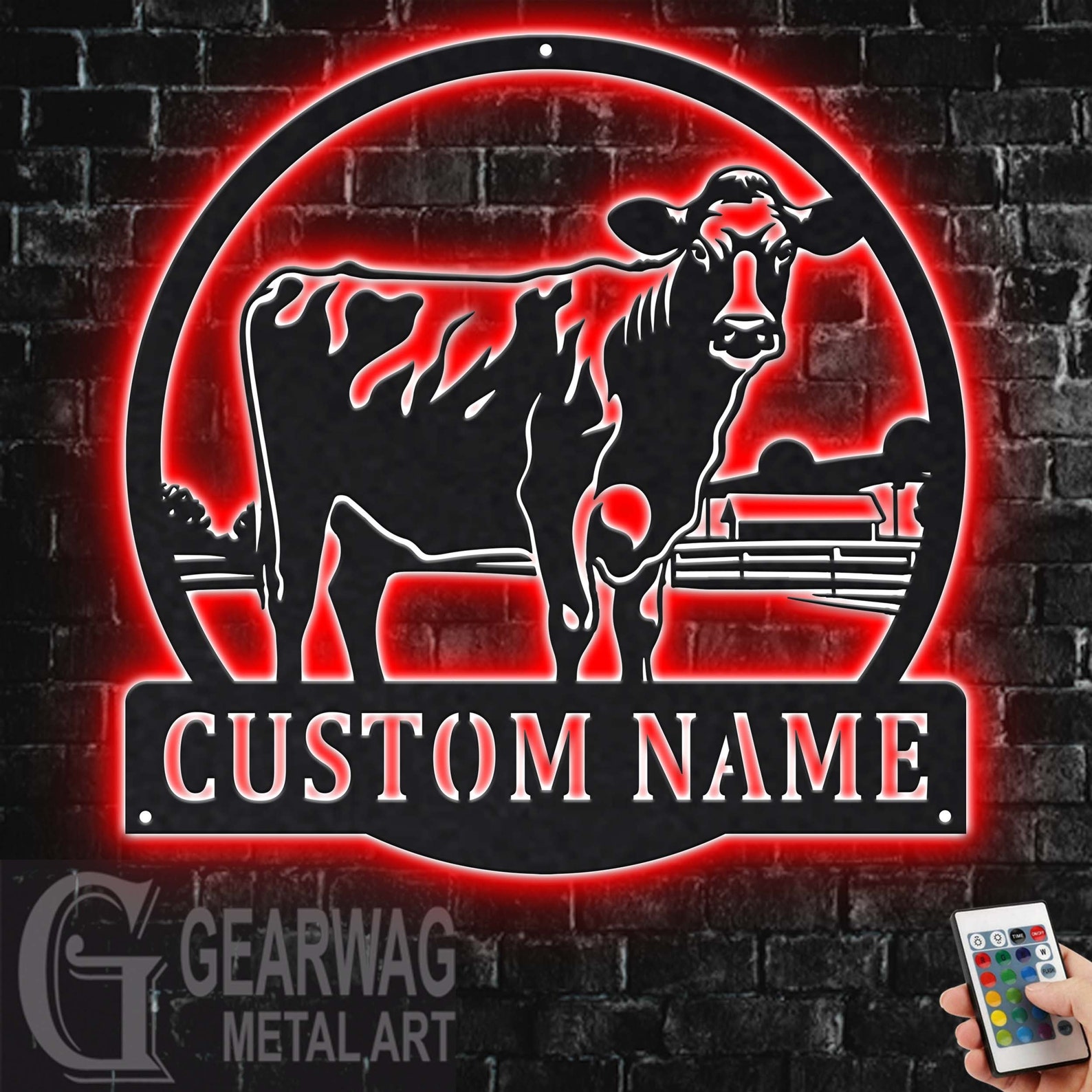 Custom Cow Farm Metal Sign With LED Lights: Personalized Farmhouse ...