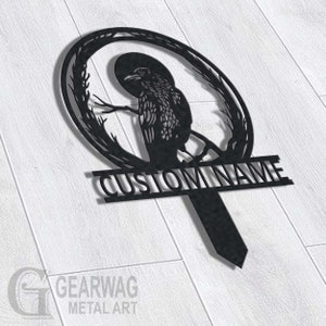 Personalized Black Crow Garden Sign, Metal Yard Art, Custom Raven Bird ...