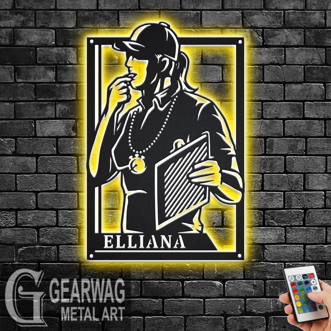 Custom Female Coach Signage Metal Wall Art With LED Light, Personalized ...