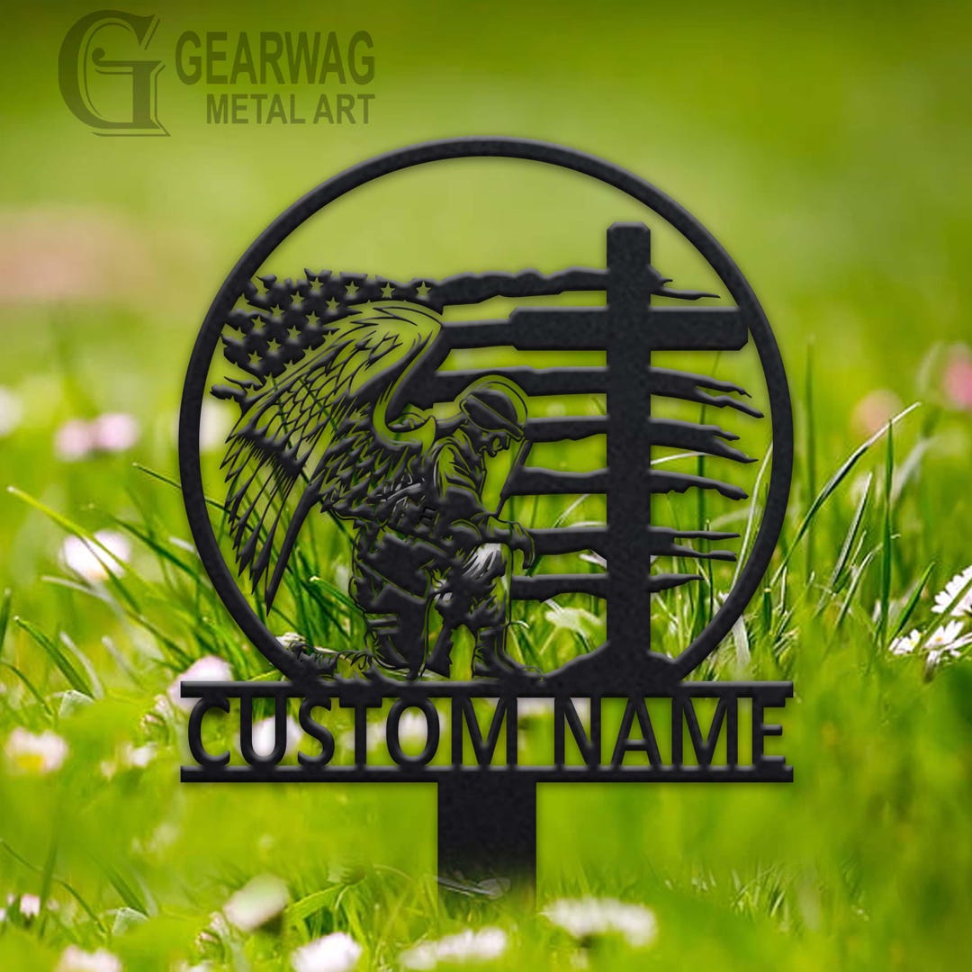 Personalized Soldier Garden Sign, Metal Yard Art, Custom Soldier Garden ...