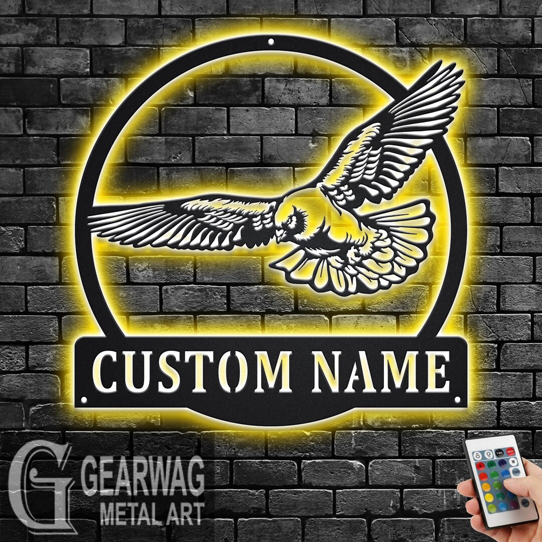 Custom Pigeon Metal Wall Art With LED Light: Personalized Name Sign - Etsy