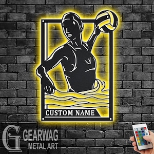 Custom Female Water Polo Signage Metal Sign With LED Light ...