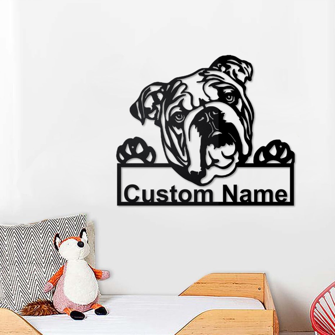Personalized English Bulldog Metal Sign: Custom Dog Wall Art - Etsy