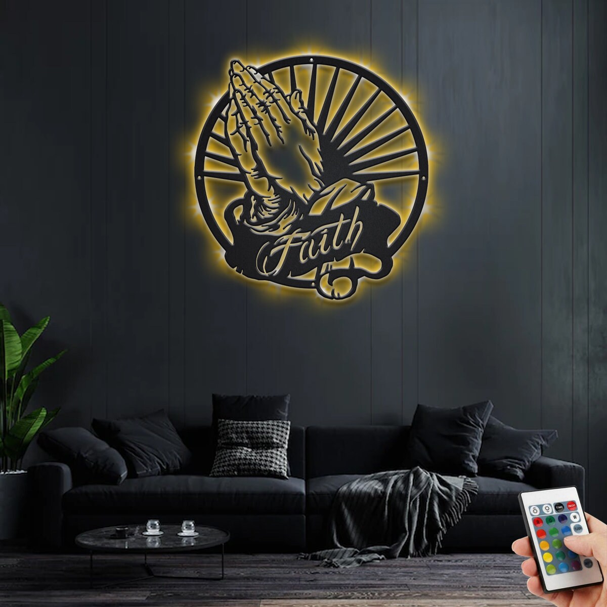 Praying Hands Metal Wall Art With LED Light Praying Hands | Etsy