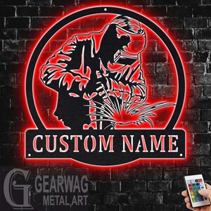 Custom Welder Metal Sign With LED Light: Personalized Name Decor - Etsy